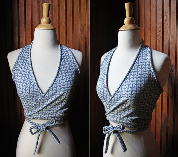 Vintage Inspired HANDMADE Halter Double Knit Wrap Top - Etsy