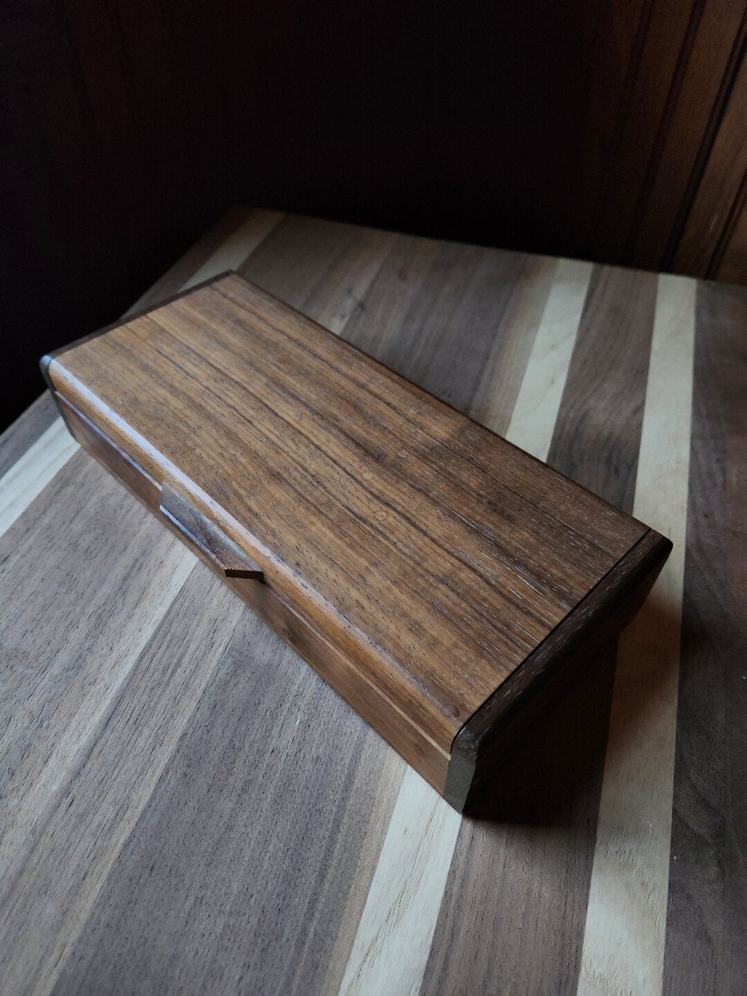 Vintage MCM Walnut Wood Box Handcrafted Handmade Decorative - Etsy