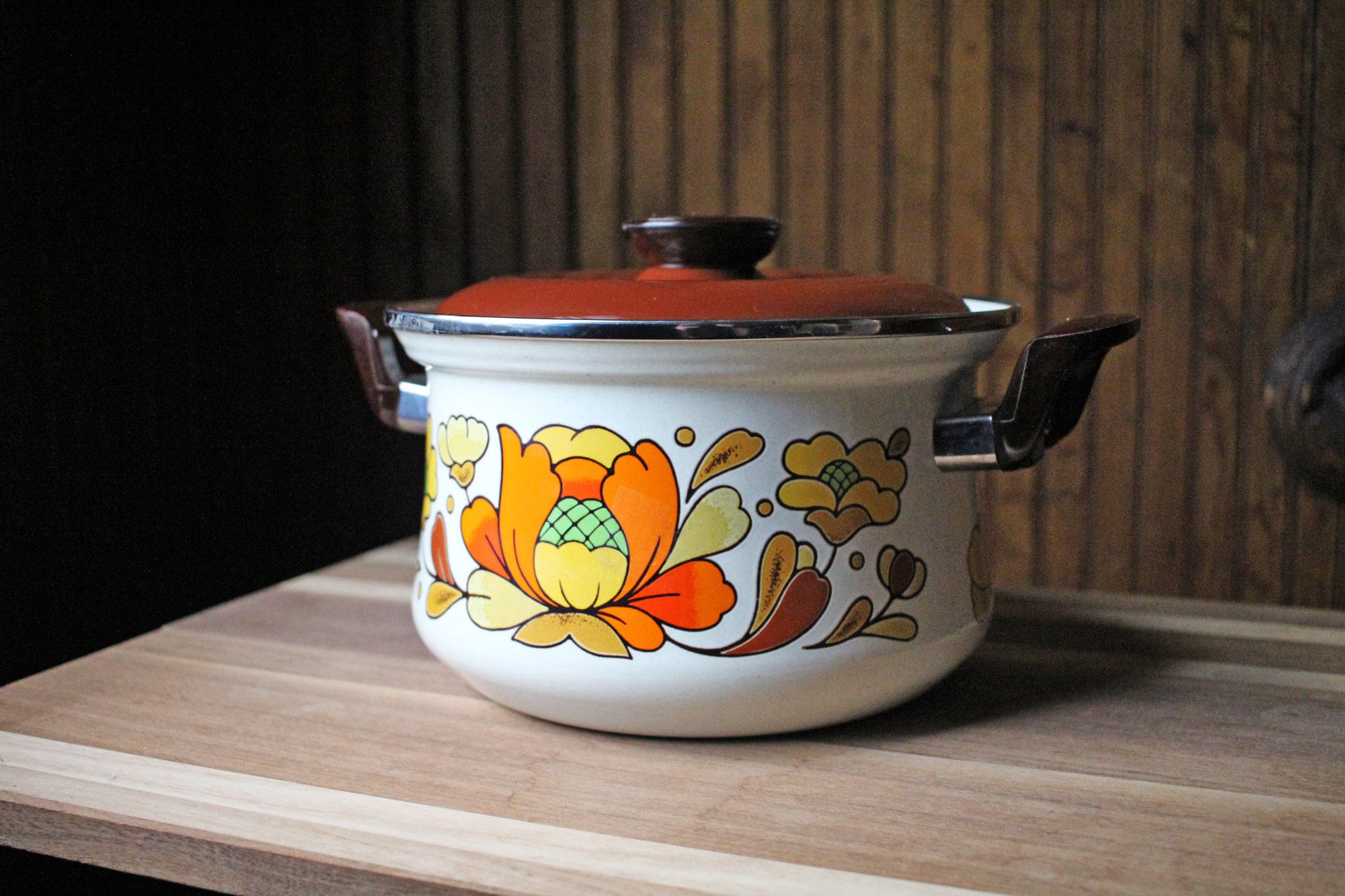 Vintage Sanko Ware 10-inch Enamel Dutch Oven Country Flowers - Etsy