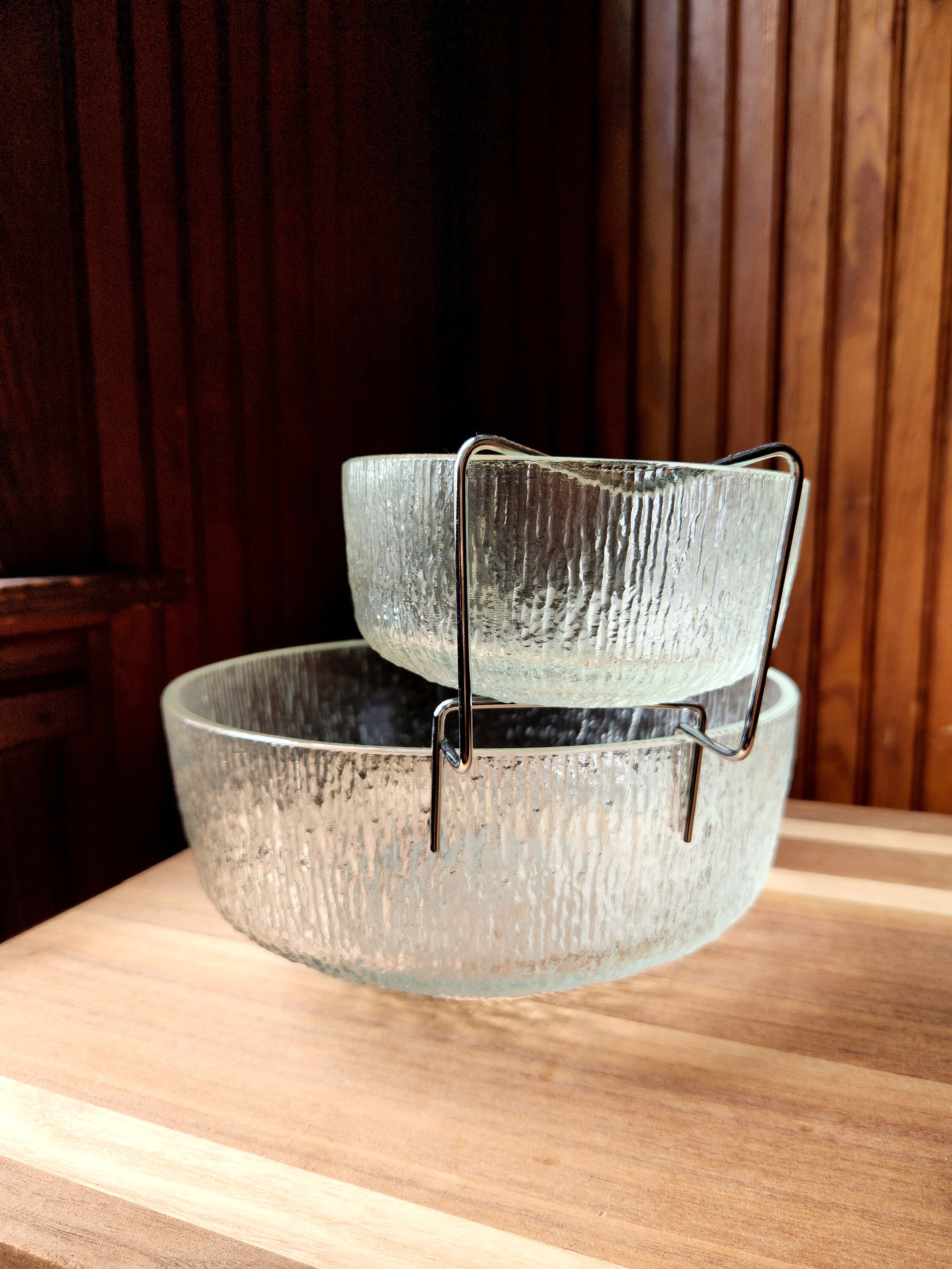Vintage Indiana Glass Crystal Ice Clear Glass Chip and Dip Bowl Set ...