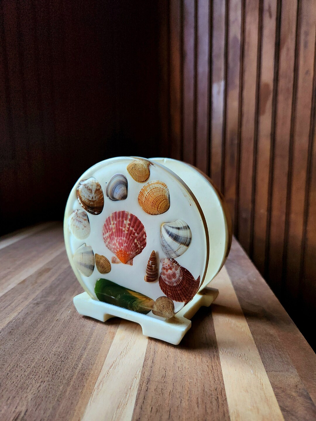 Vintage 1970's Lucite Resin and Seashells Napkin Holder - Various ...