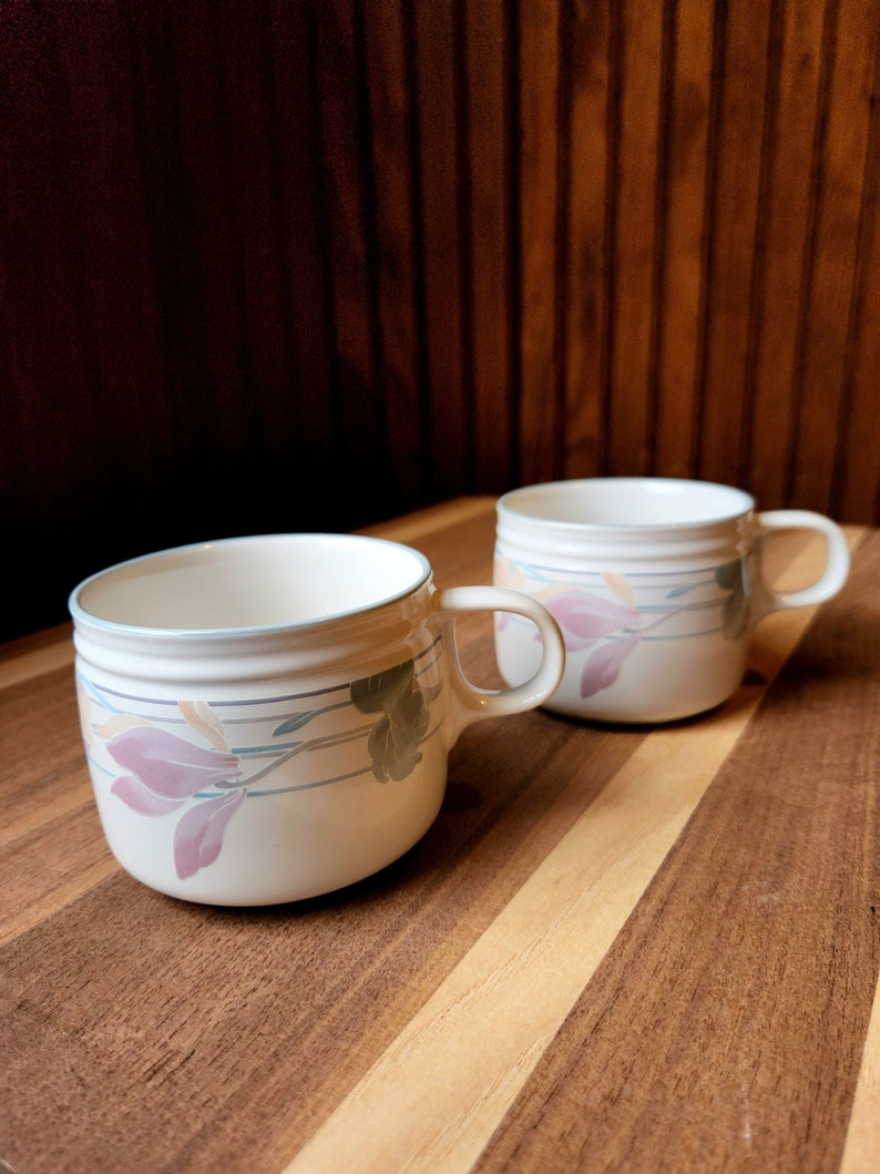 Vintage 1980's Pastel Floral Studio Nova White Ceramic Espresso Coffee ...