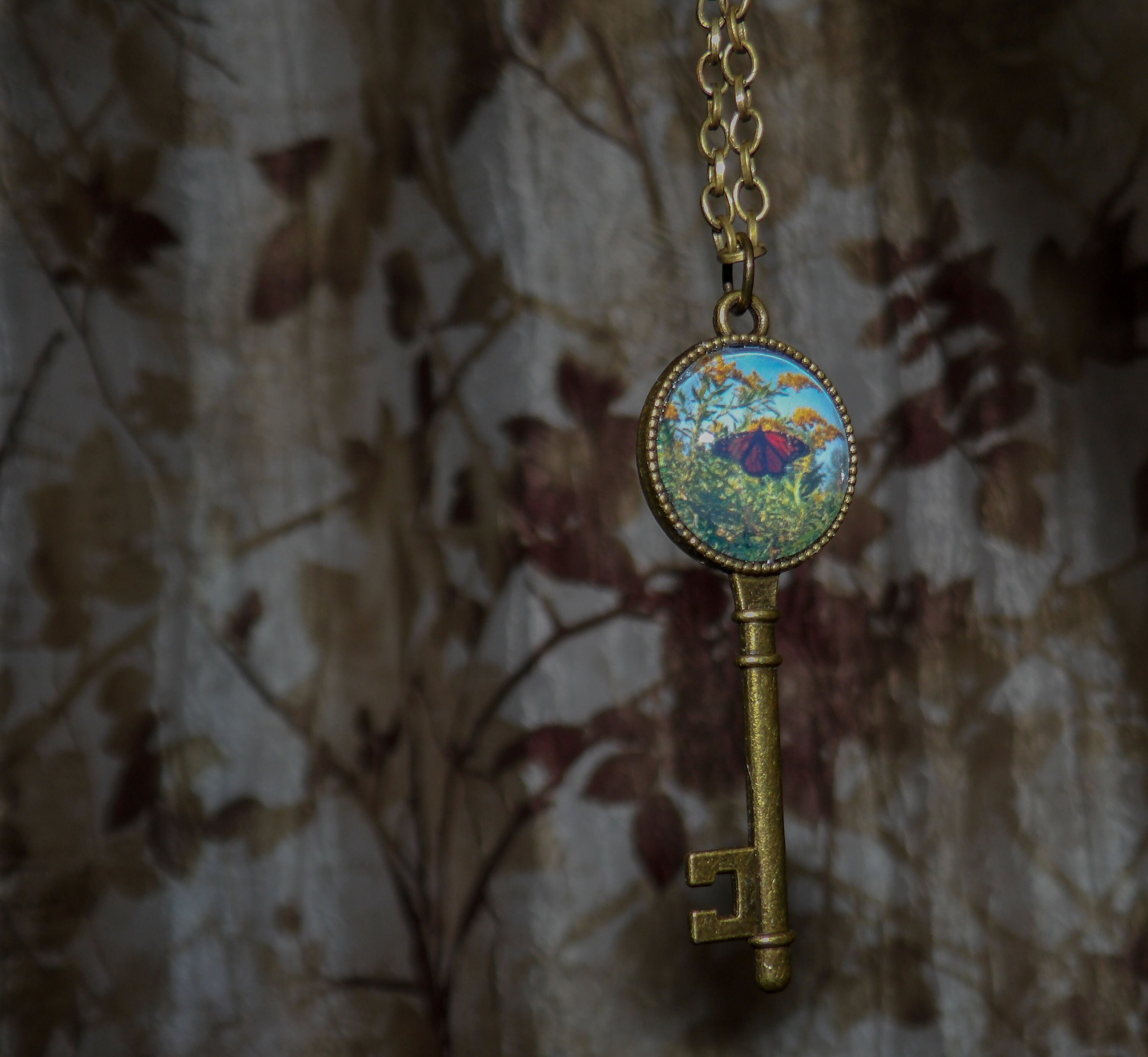 Monarch Butterfly Key Necklace Brass Pendant Jewelry With - Etsy