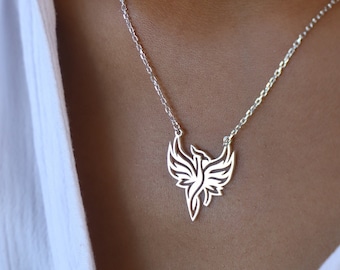 925 Silver Phoenix Necklace, Fire Bird Necklace, Dainty Silver Phoenix ...