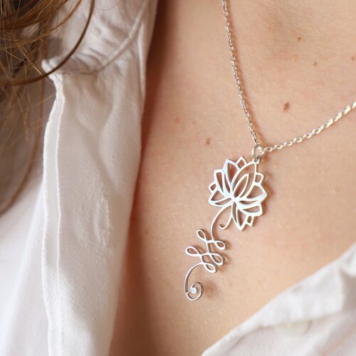 Sterling Silver Lotus Necklace - Etsy
