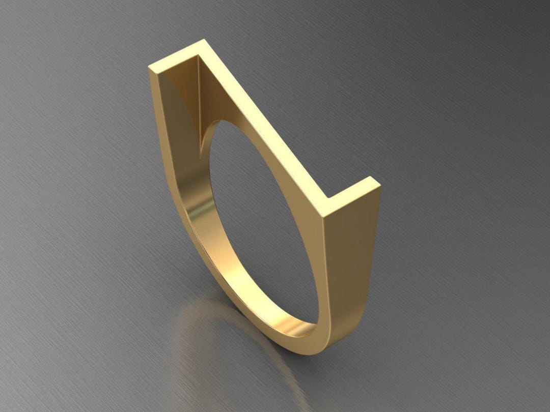 Initial One Finger Ring, Custom Memorial Ring, Dainty Initial Jewelry ...