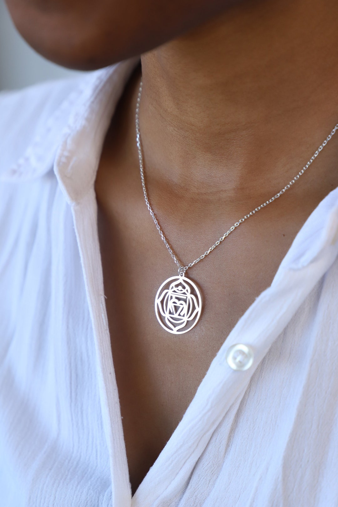 Sterling Silver Muladhara Chakra Necklace, Root Chakra Necklace, First ...