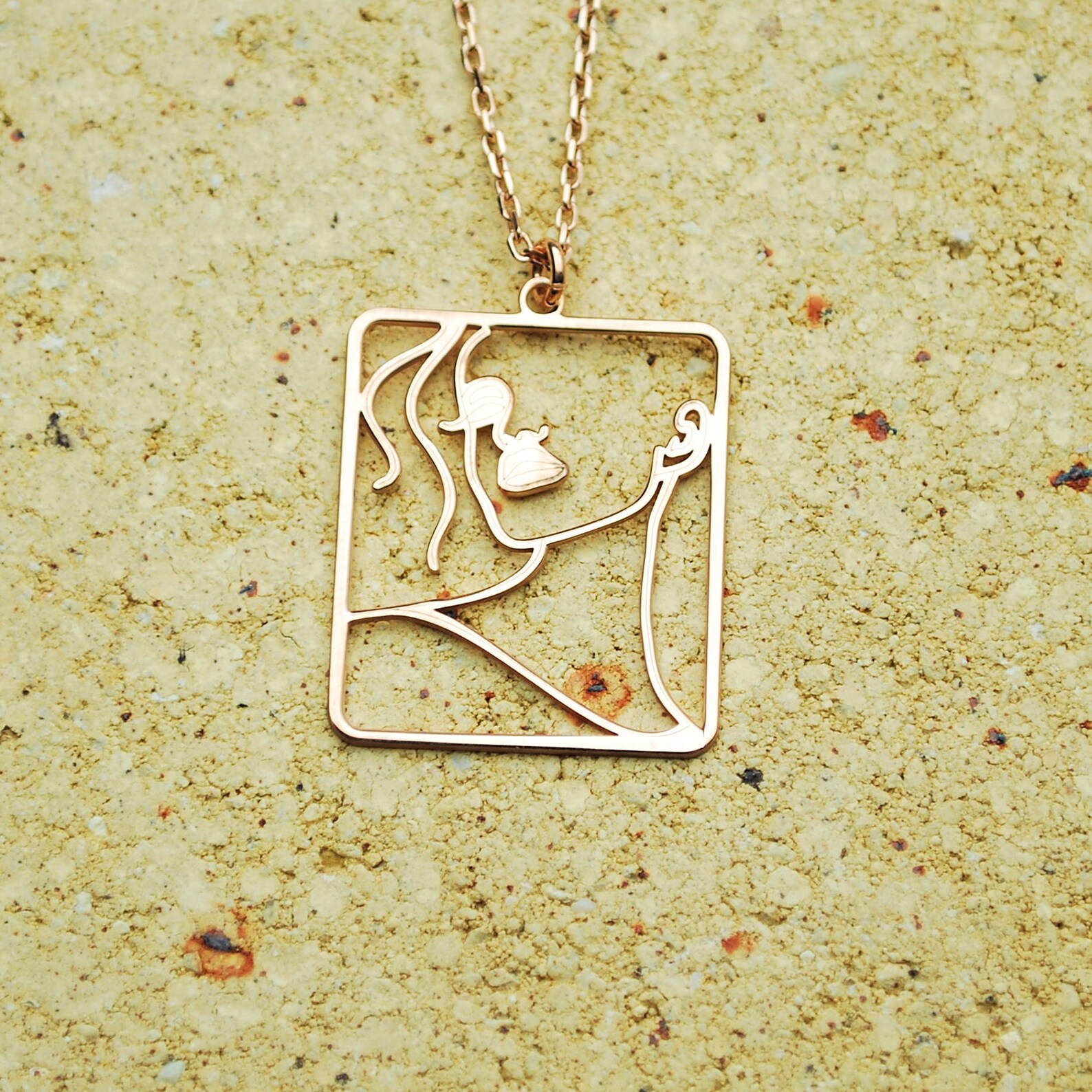 Woman Face Line Art Silver Necklace, Line Drawing Pendant, Female Face ...