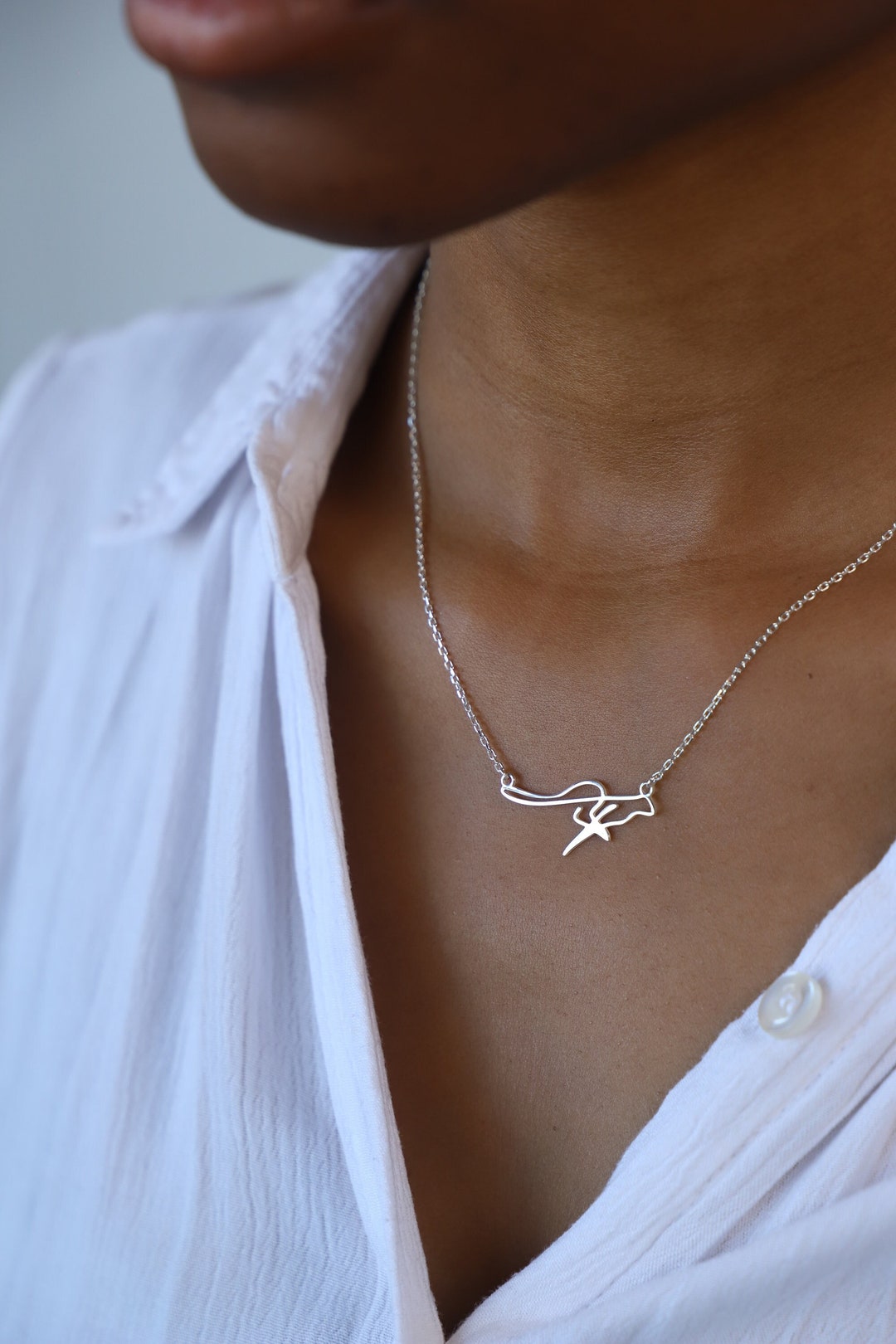 Sterling Silver Puma Necklace, Wildlife Jewelry, One Line Design Puma ...