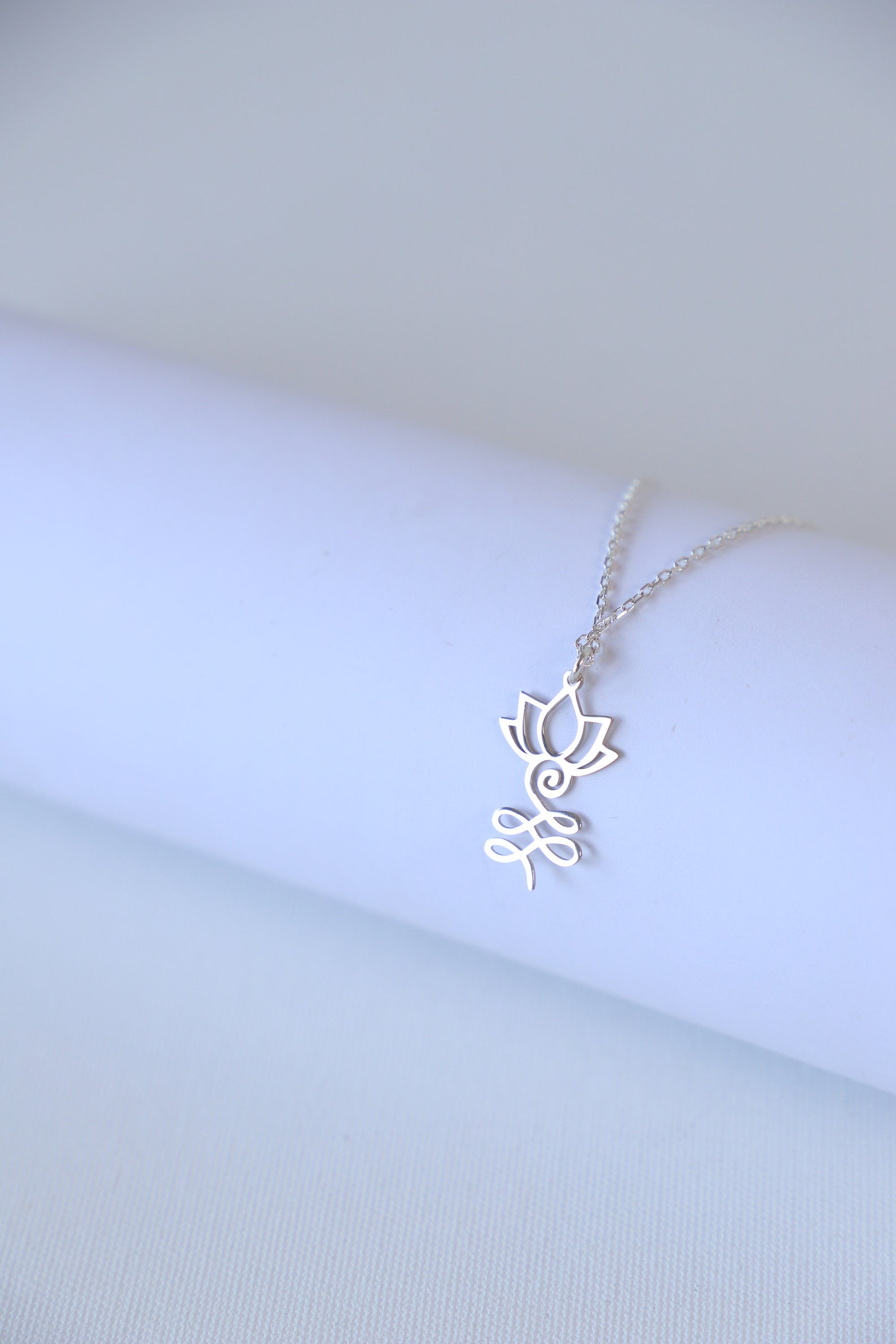 Short Unalome & Lotus Flower Pendant Necklace Sterling Silver - Etsy