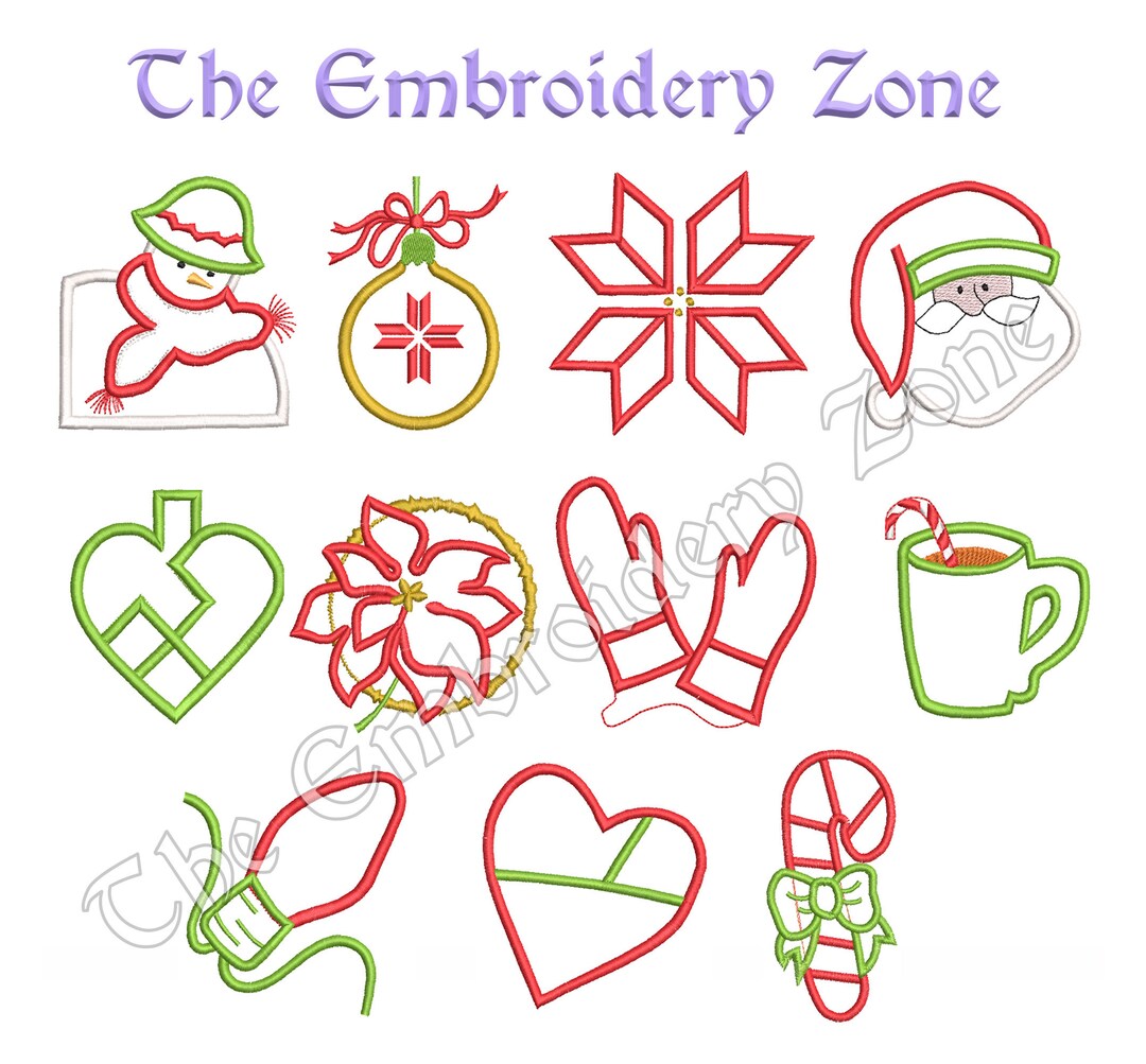 Christmas Theme Machine Embroidery Collection Christmas - Etsy