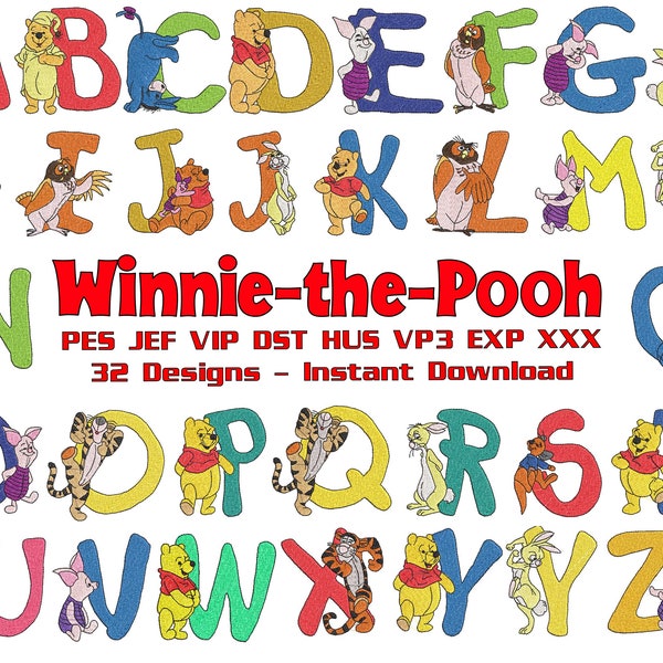 Winnie the Pooh Embroidery Alphabet - Etsy