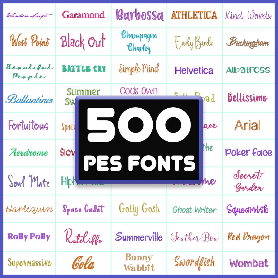 PES Embroidery Fonts: 500 Brother Machine Font Bundle (digital Download ...