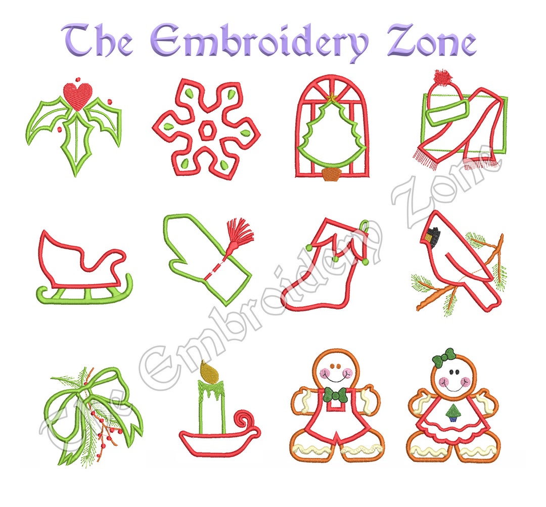 Christmas Theme Machine Embroidery Collection Christmas - Etsy