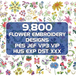 Flower Embroidery Designs: Floral Machine Embroidery (download) - Etsy