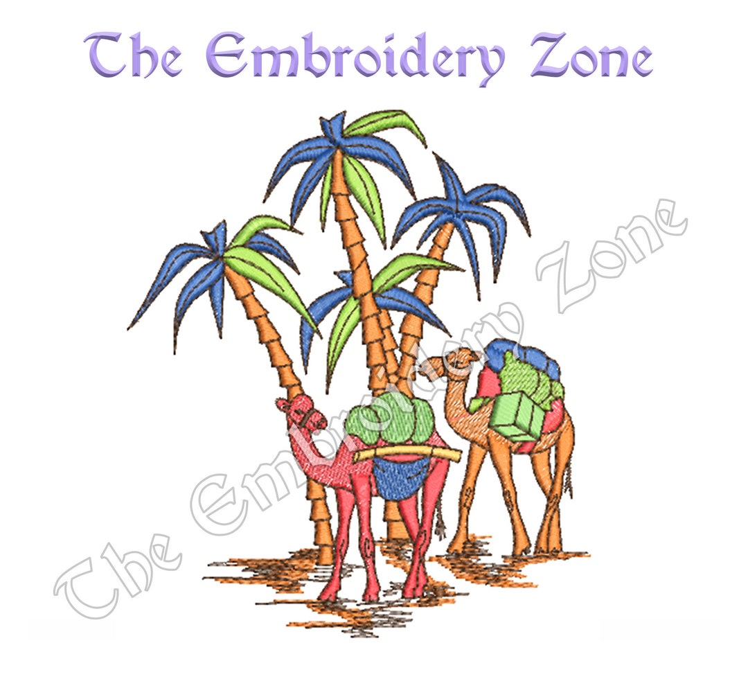 Large Christmas Camels & Palm Tree Nativity Machine Embroidery Design ...