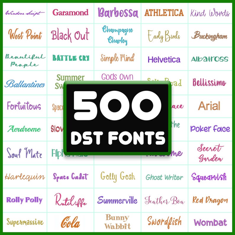 DST Embroidery Fonts: 500 Tajima Machine Bundle (1 - 3 Inch) - Etsy