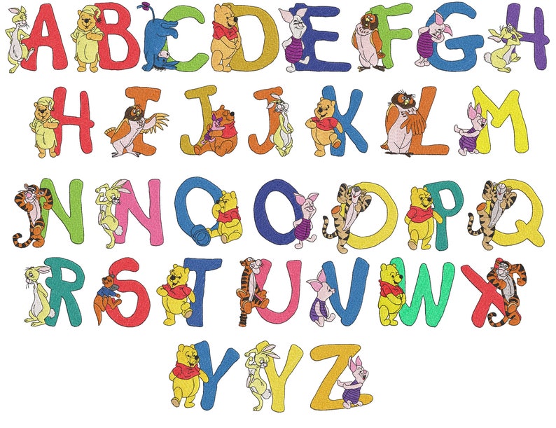 Winnie-the-pooh Alphabet Embroidery Designs (instant Download) - Etsy