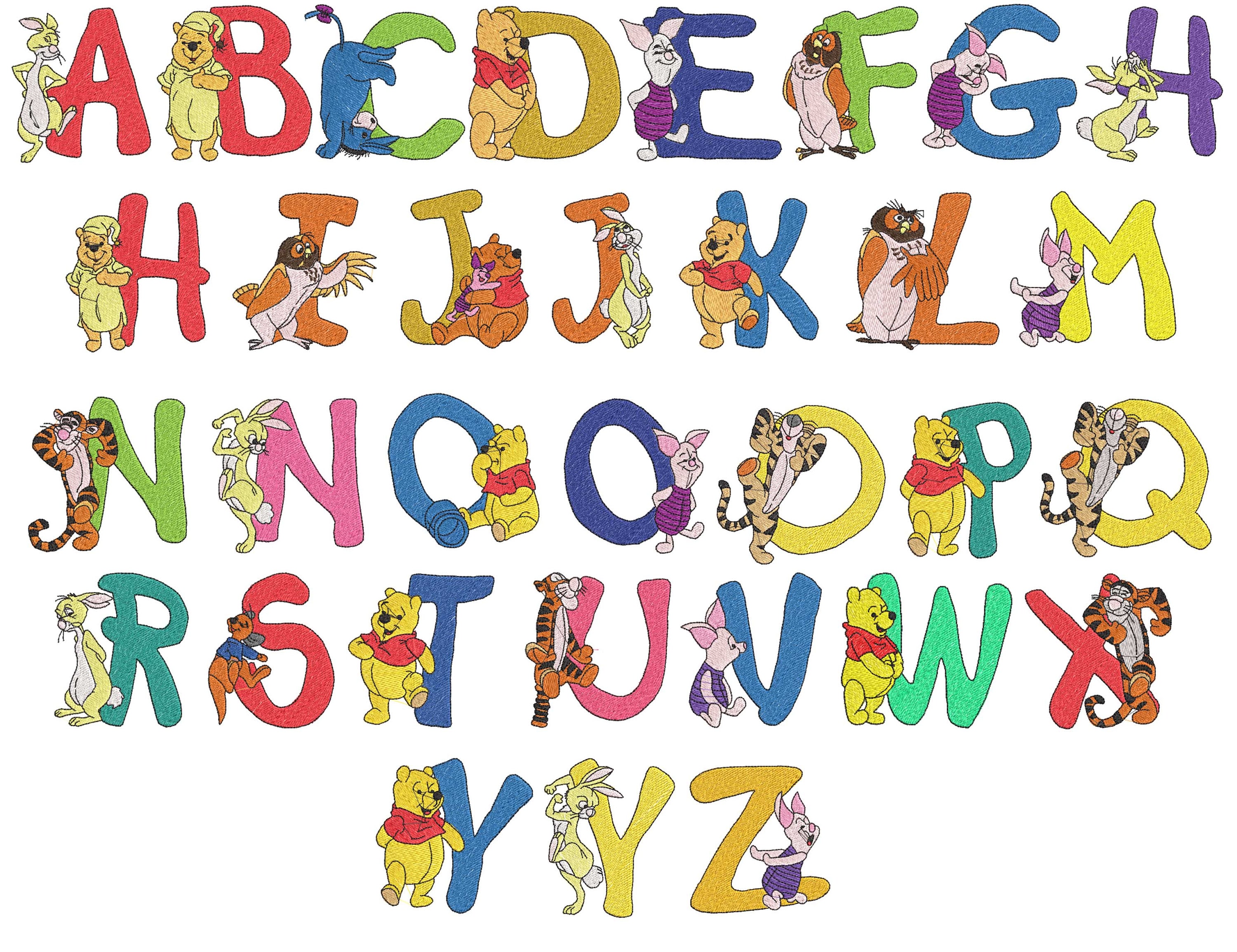 Winnie-the-pooh Alphabet Embroidery Designs (instant Download) - Etsy