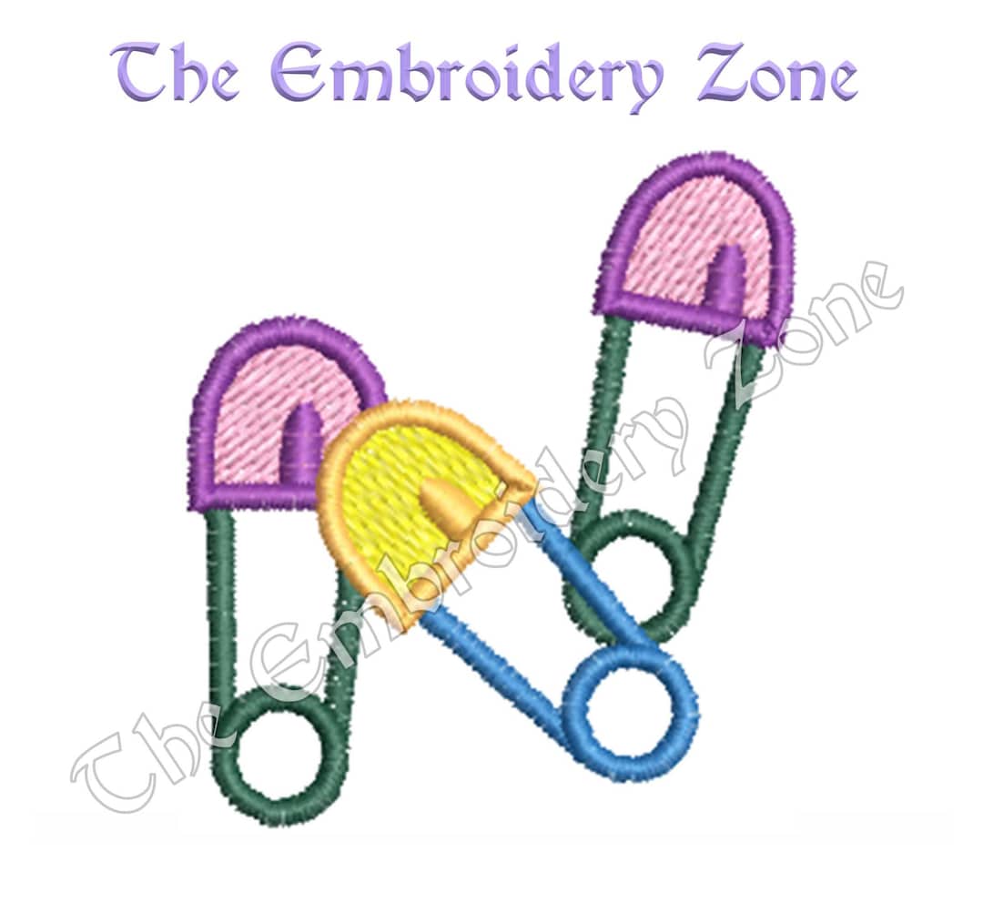 Safety Pins Motif Machine Embroidery Design Collection, Baby Bib Motif ...