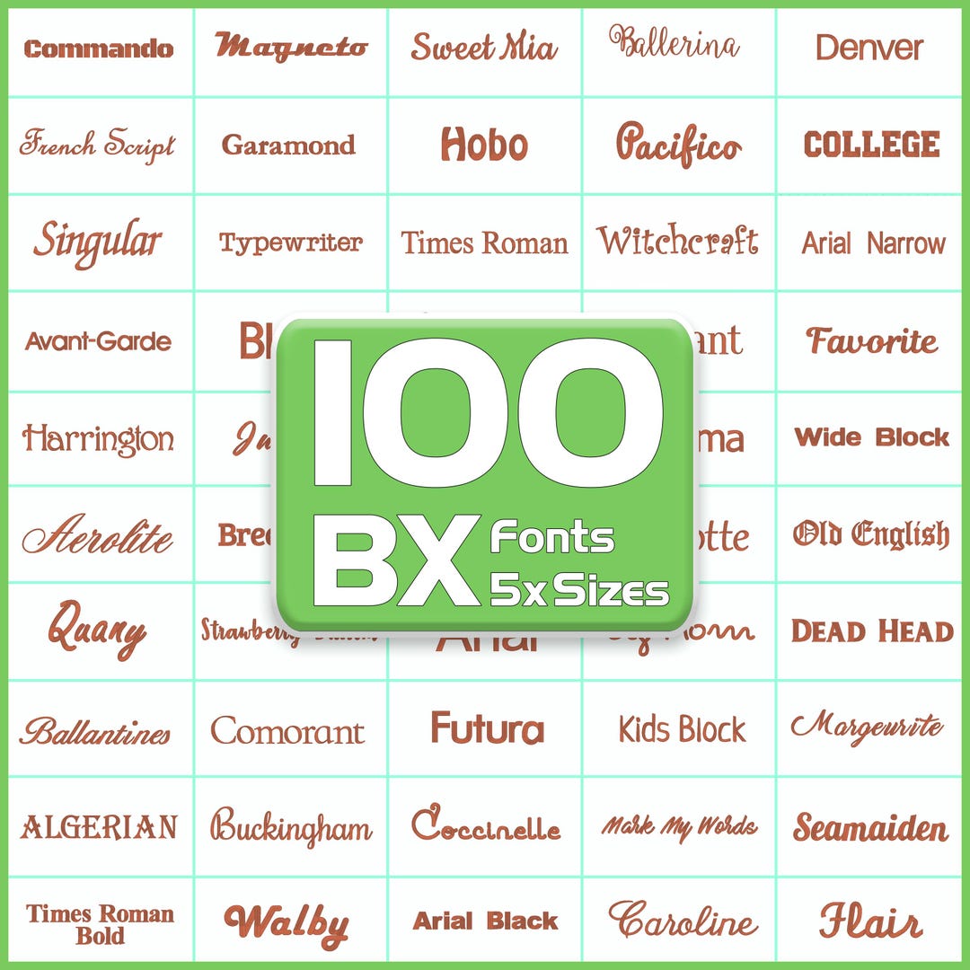 BX Embroidery Fonts Bundle, 100 Fonts set, Embroidery Machine Fonts ...