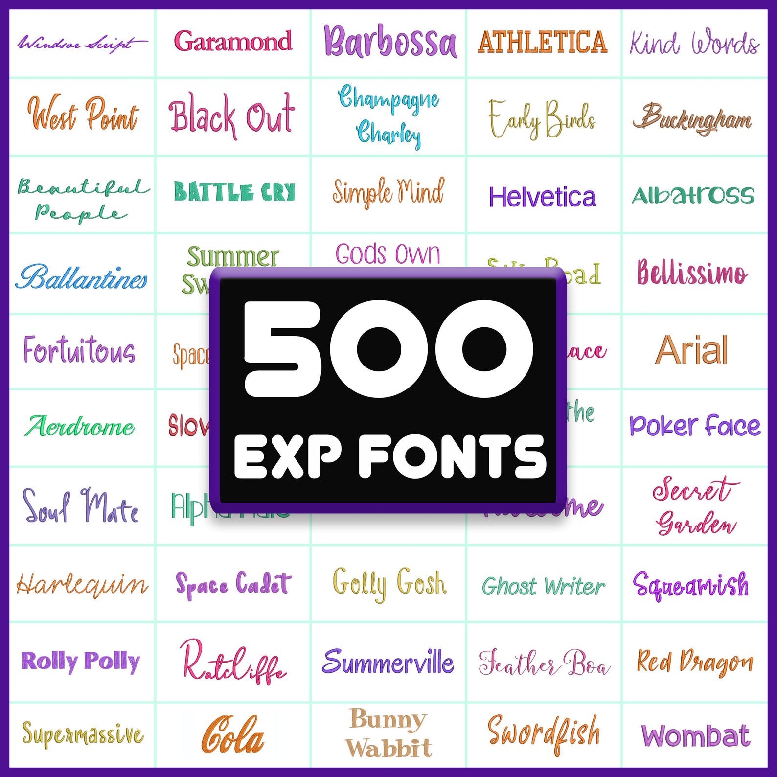 EXP Embroidery Fonts: 500 Bernina Machine Letters Bundle (1 - 3 Inch ...