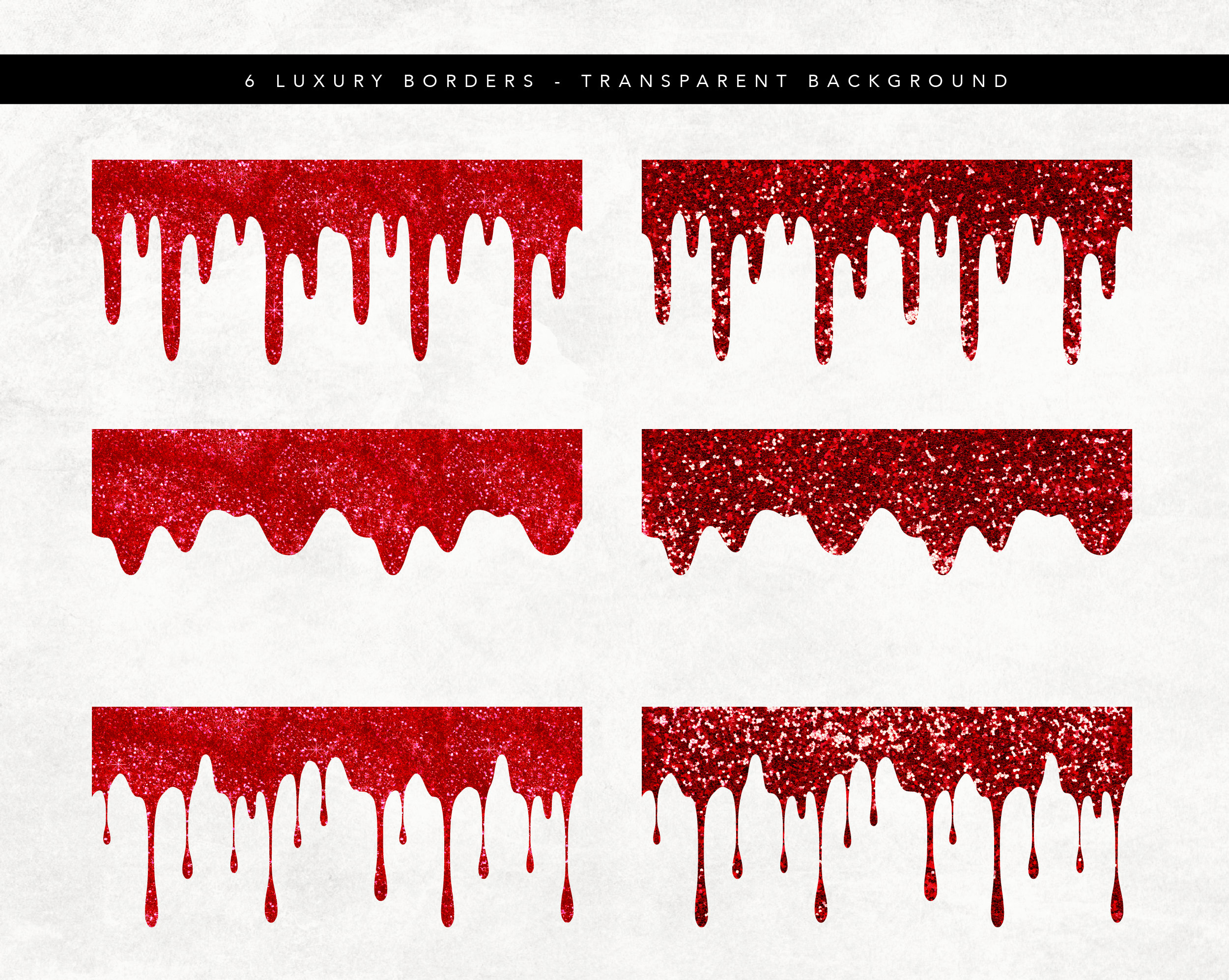 Red Glitter Drip Borders Clipart: Luxury PNG (digital Product) - Etsy