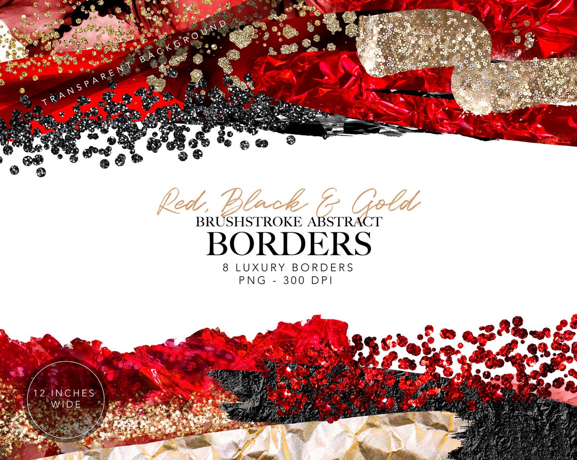 Red Border Clipart Edges Glitter Border Metallic Digital - Etsy