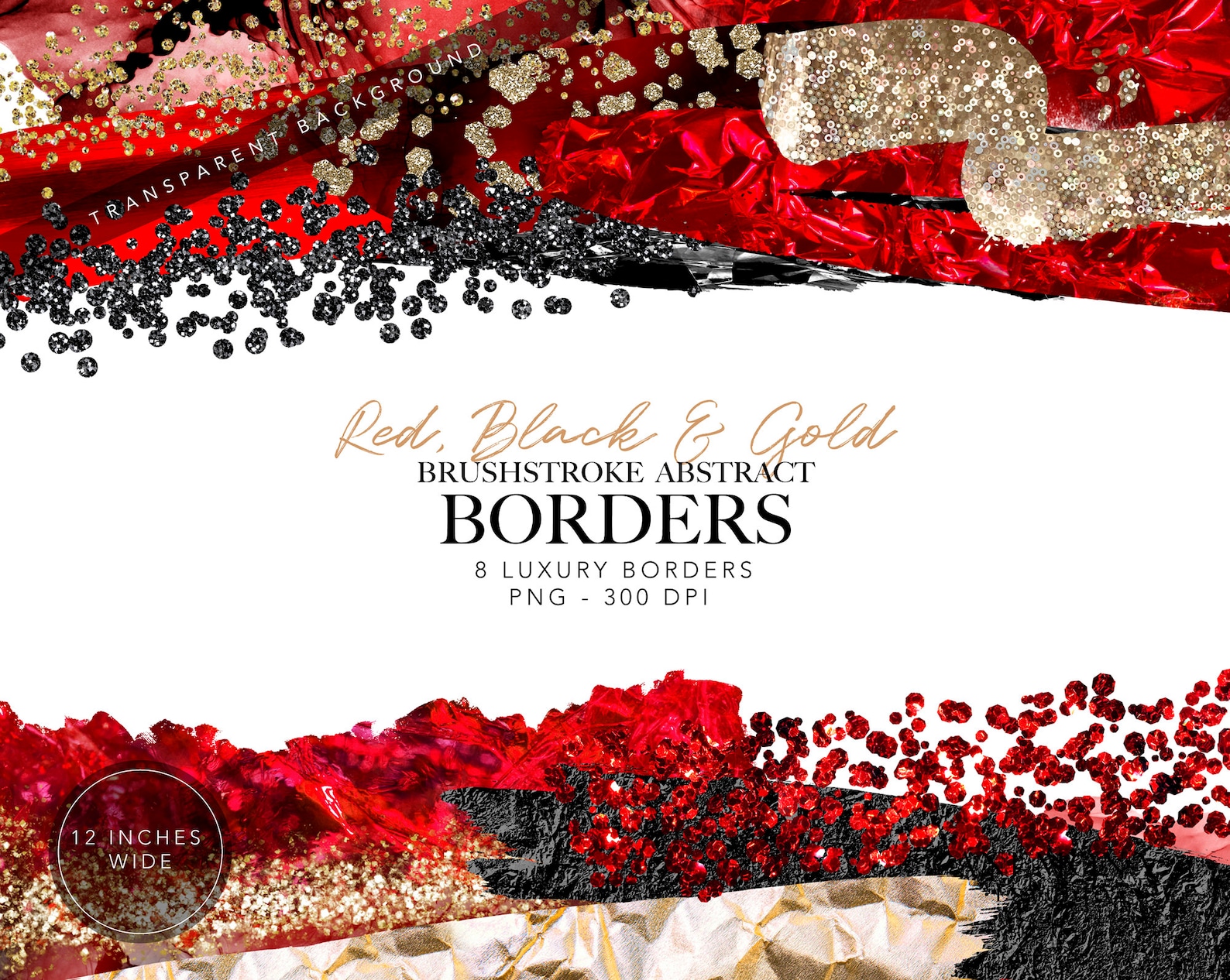 Red Border Clipart Edges Glitter Border Metallic Digital - Etsy