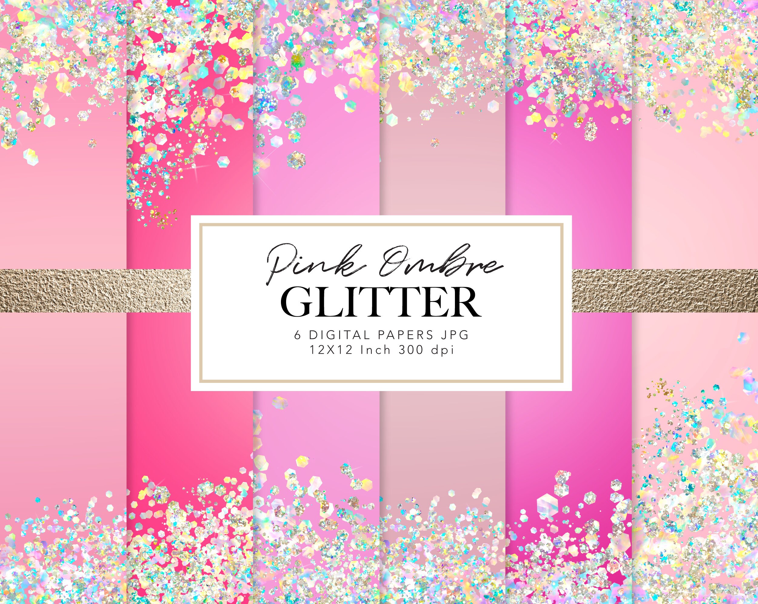 Pink Holographic Glitter Digital Paper Iridescent Textures - Etsy