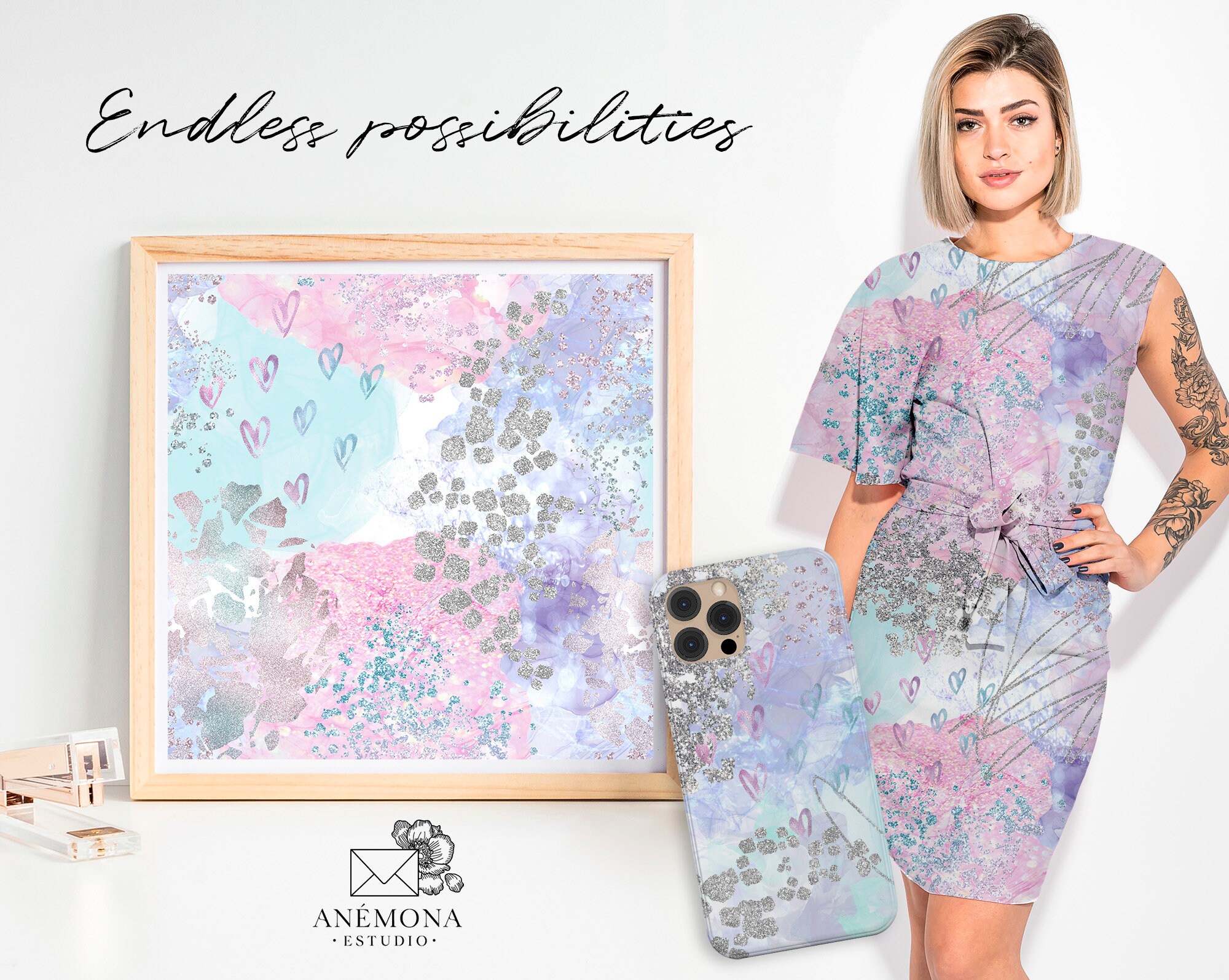 Pastel Digital Paper Glitter Abstract Paper Pastel Alcohol | Etsy