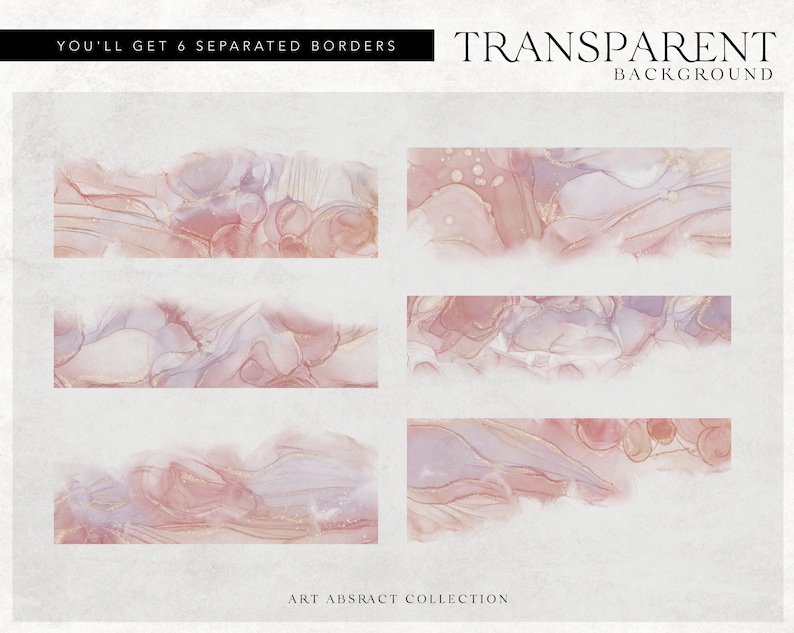 Blush Alcohol Ink Clipart Border Delicate Design - Etsy