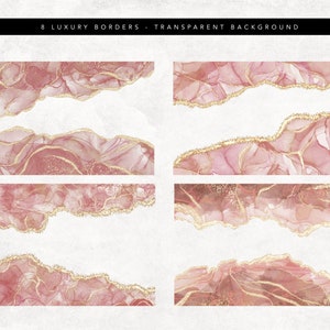 Blush Agate Borders Clipart: Rose Gold Watercolor (digital Download) - Etsy