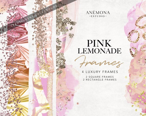 Pink Frame Clipart Digital Modern Frame Glitter Border - Etsy