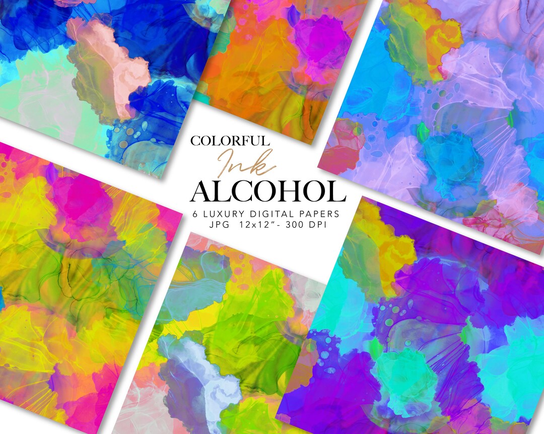 Colorful Digital Paper Rainbow Alcohol Ink Colorful Abstract Paper ...