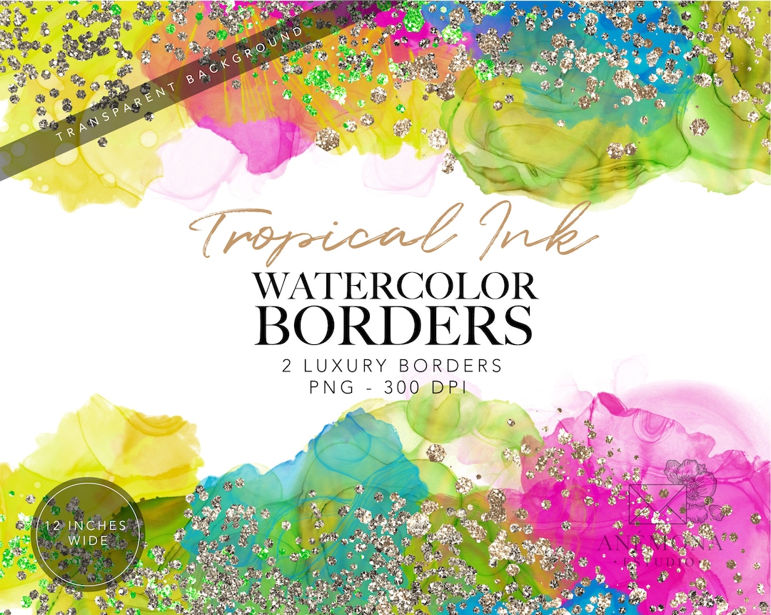 Watercolor Border Clipart - Glitter Border - Holographic Digital ...