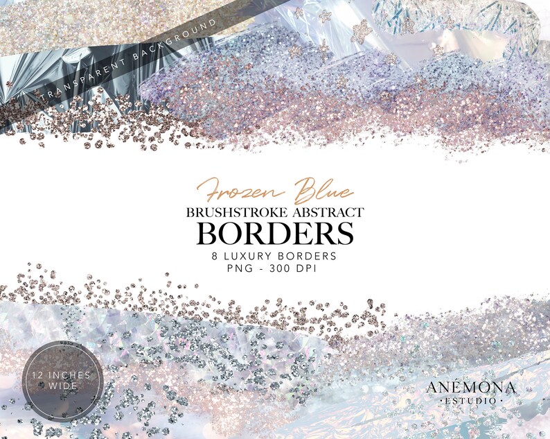 Frosted Winter Border Clipart Abstract Glitter Border - Etsy