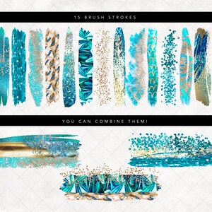 Aqua Brush Strokes Clipart, Aque Clipart, Turquoise Clipart, Blue ...