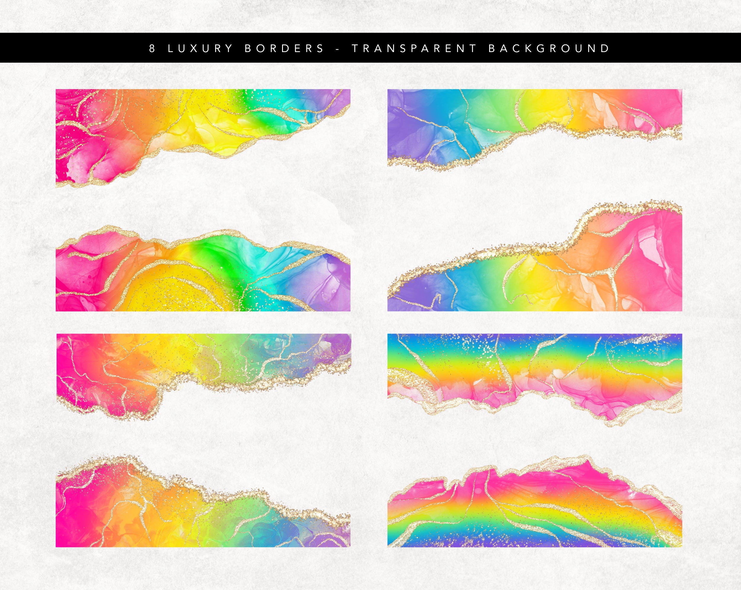 Rainbow Borders Clipart Rainbow Geode Border Rainbow Agate | Etsy UK