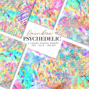 Holographic Digital Paper Glitter Abstract Paper Rainbow Digital Paper ...