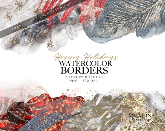 Chistmas Border Clipart Glitter Border Metallic Digital | Etsy