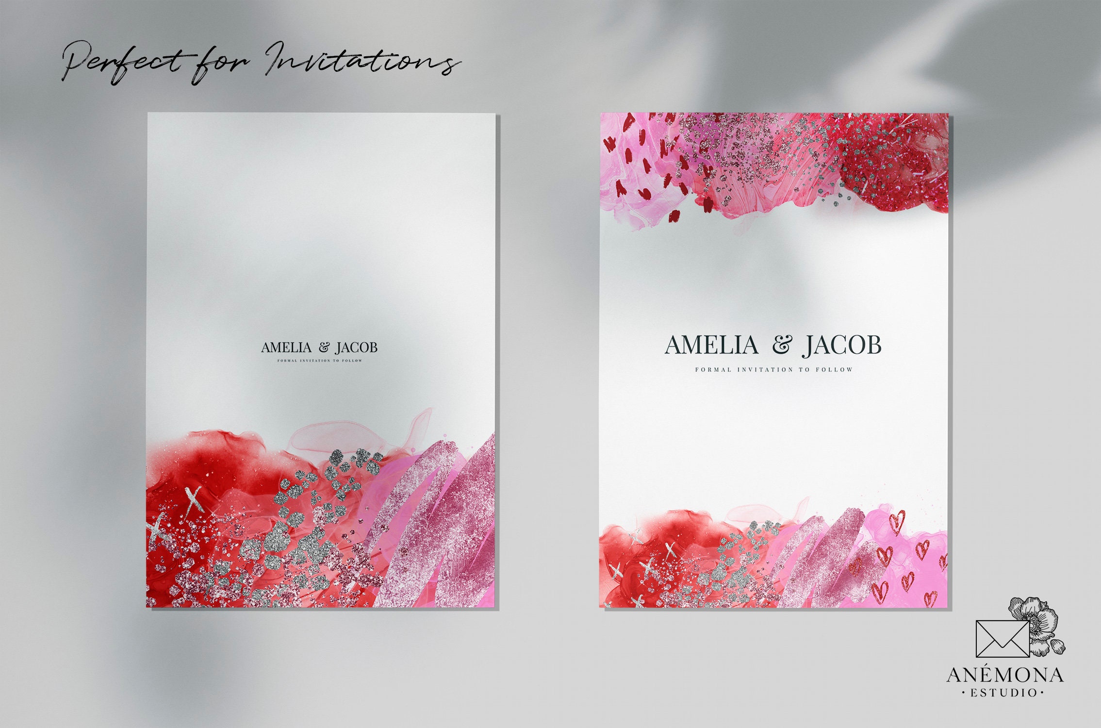 Pink and Red Watercolor Border Clipart Glitter Border | Etsy