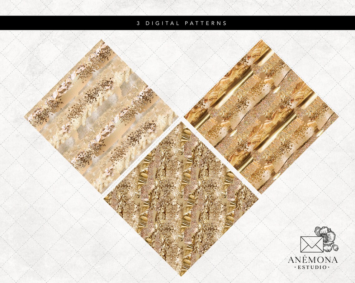 Gold Digital Paper Gold Metallic Paper Glitter Scrapbook | Etsy