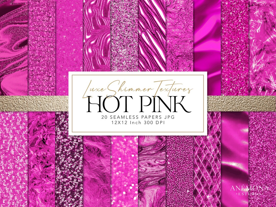 Hot Pink Digital Paper, Pink Foil Paper, Hot Pink Glitter Paper, Hot ...