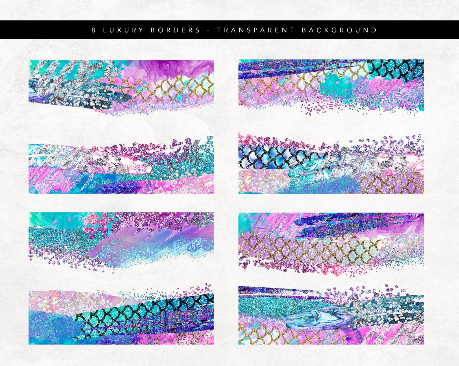 Mermaid Border Clipart Mermaid Overlays Mermaid Clipart - Etsy