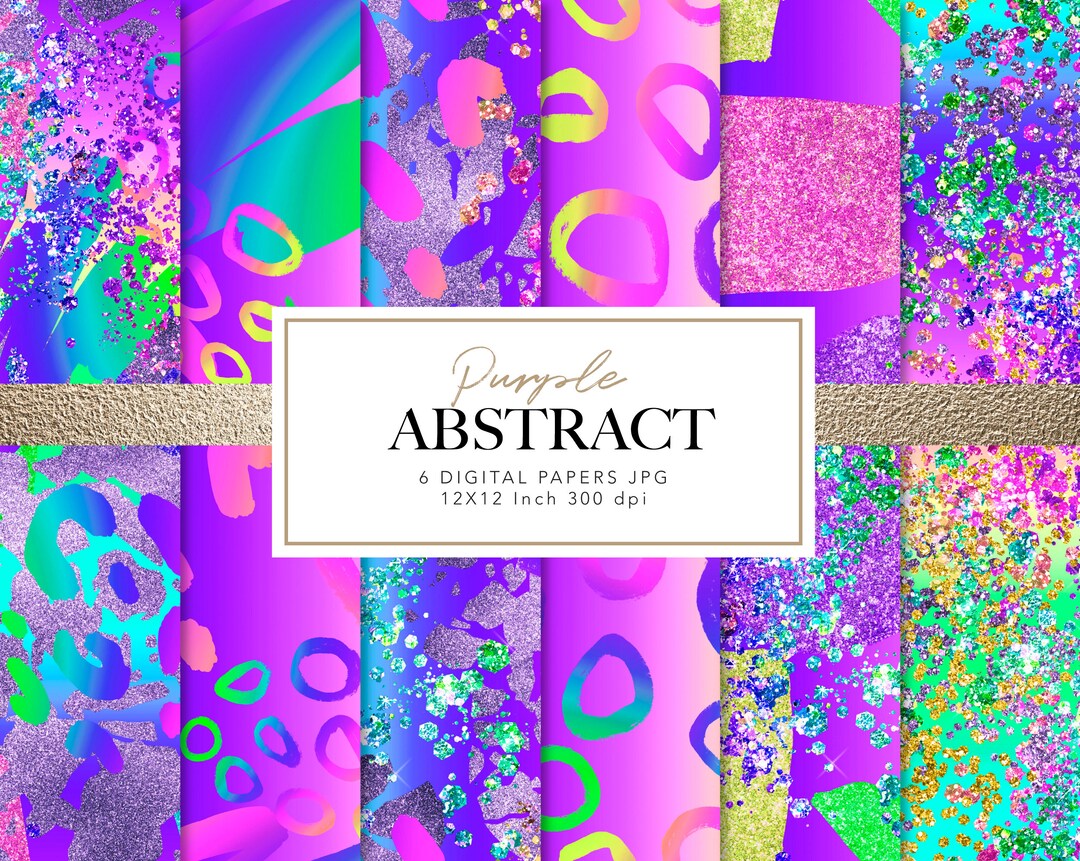 Purple Digital Paper - Glitter Abstract Paper - Colorful Holgraphic ...
