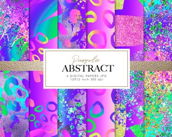 Neon Digital Paper Glitter Abstract Paper Colorful | Etsy