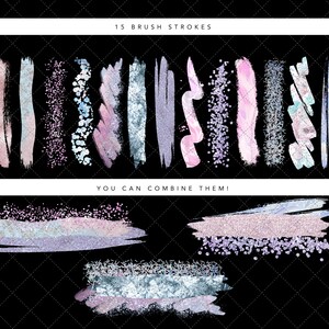 Pastel Brush Strokes Clipart, Brushstrokes Clipart, Metallic Foil ...