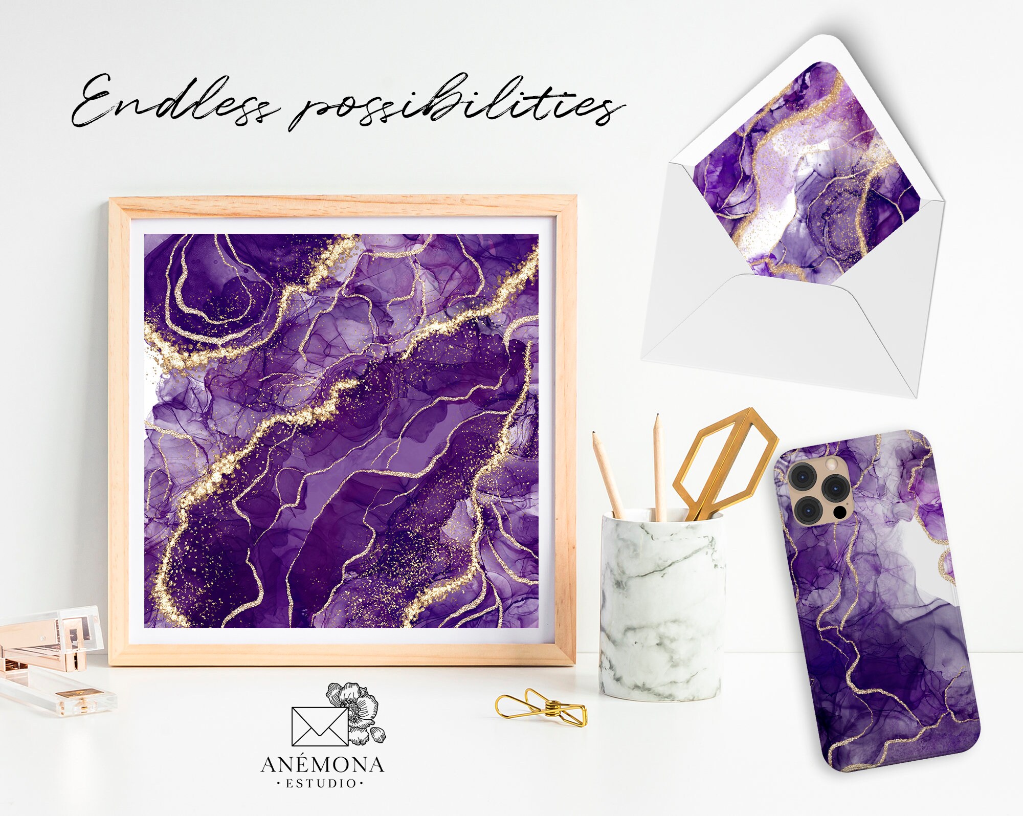 Purple Agate Digital Paper Amethyst Marble Paper Alcohol - Etsy