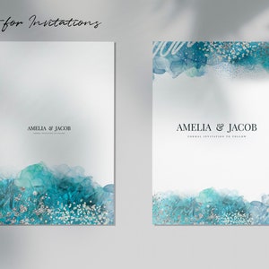 Teal Watercolor Border Clipart - Edges - Glitter Border - Aqua Alcohol ...